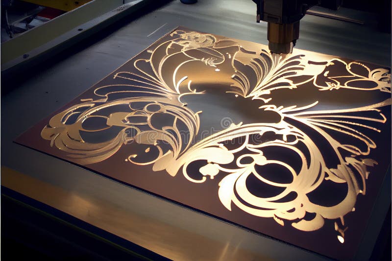 CNC Gas Cutting Metal Sheet, Illustration Generative AI. Stock ...