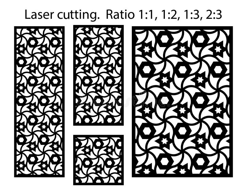 Cnc Geometric Template Set. Laser Cutting Vector Pattern. Panels and ...