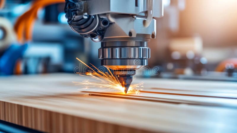 CNC Laser Cutting Machine in Action, Creating Precise Designs on Wood ...