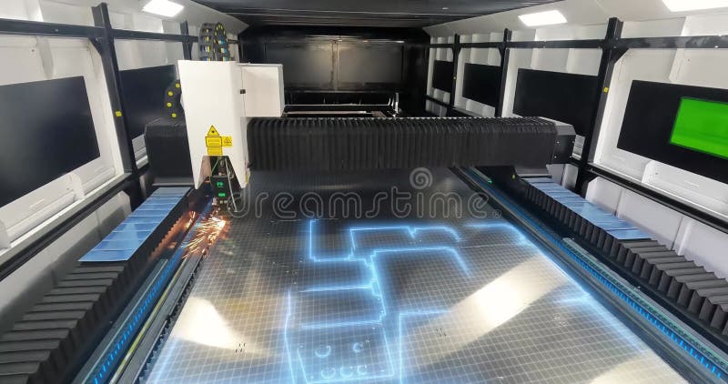 CNC Laser Cutting Machine at Work. Metal Laser Cutting Machine. CNC ...