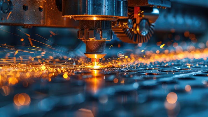 CNC Laser Cutting of Metal, Modern Industrial Technology Stock Illustration - Illustration of ...