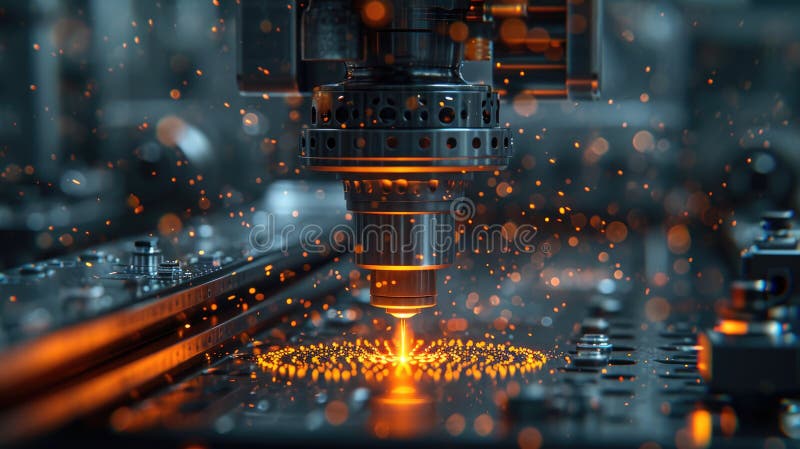 CNC Laser Engraving Machine with Sparks Stock Illustration ...