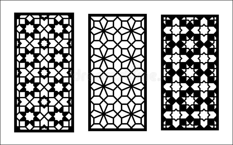 Cnc Laser Pattern Set Of Decorative Vector Panel Templates For Laser Cutting Stock Vector