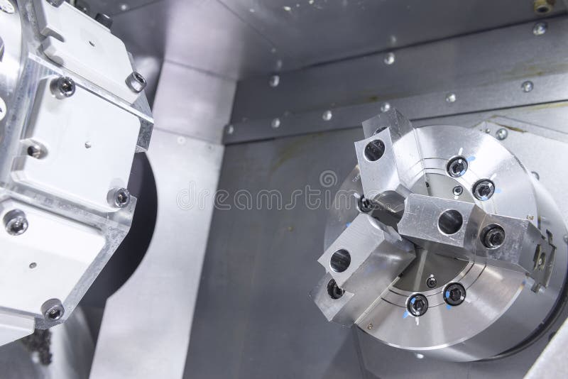 The CNC Lath Machine,close Up To the Head Stock Stock Image - Image of ...