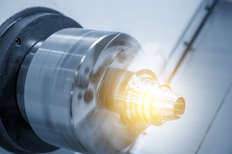 CNC Lathe Chucking the Metal Cone Shape Parts with Lighting Effect ...