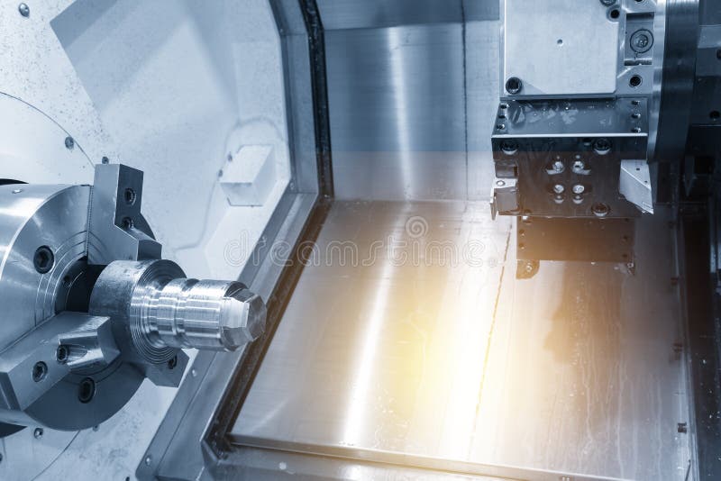 The CNC Lathe Machine Chucking the Raw Material Stock Image - Image of ...