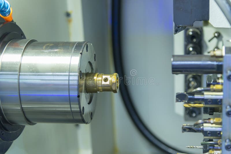 The CNC lathe machine stock image. Image of heavy, lathes - 112910853