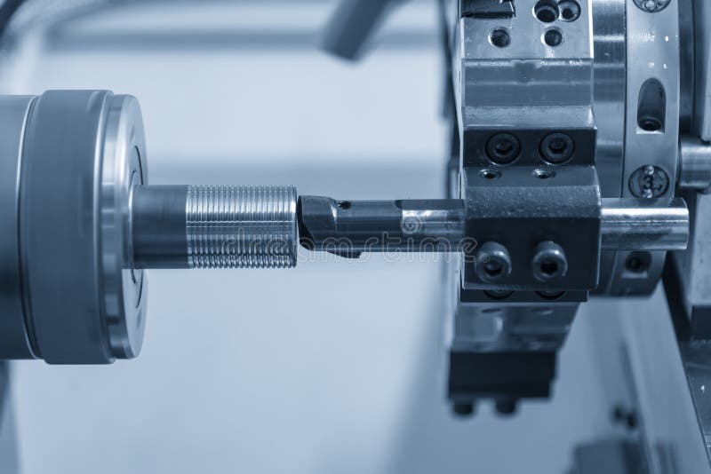 The CNC Lathe Machine Cutting the Thread Stock Photo - Image of ...