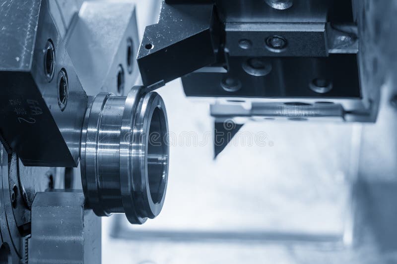The CNC Lathe Machine Forming Cutting the Metal Parts Stock Photo ...