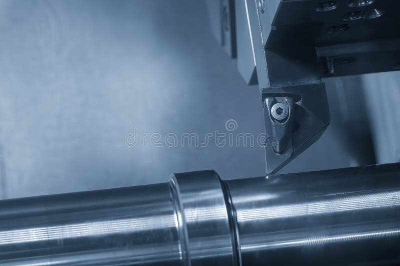 The CNC Lathe Machine Forming Cutting the Metal Shaft Parts Stock Image ...