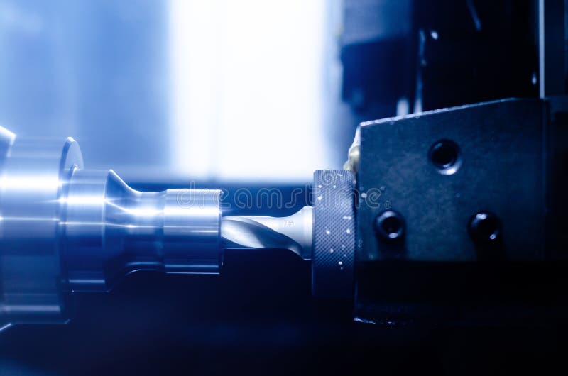 The CNC Lathe Machine in Metal Working Process Stock Image - Image of ...