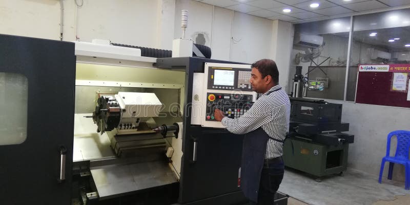 CNC Lathe Machine Operation Fanuc Controlled Editorial Stock Photo ...