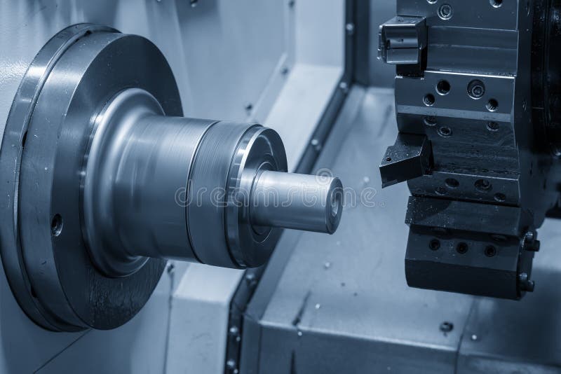 The CNC Lathe Machine Thread Cutting the Metal Shaft Parts Stock Image ...