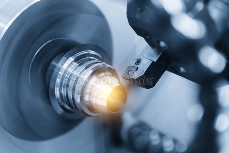 CNC Lathe Machine or Turning Machine Stock Image - Image of industrial ...