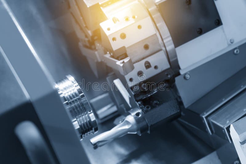 CNC Lathe Machine Turning Machine Stock Image - Image of machine ...