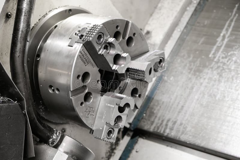 The CNC Lathe Machine. Turning Machine for Drilling with the Drill Tool ...