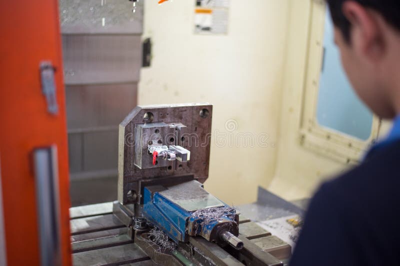 CNC Lathe in Manufacturing Process Stock Image - Image of high ...