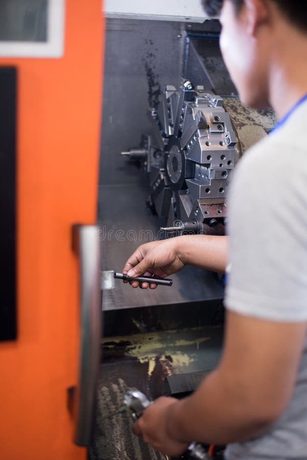 CNC Lathe in Manufacturing Process Stock Image - Image of backgrounds ...