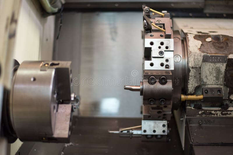CNC Lathe in Manufacturing Process Stock Image - Image of productivity ...