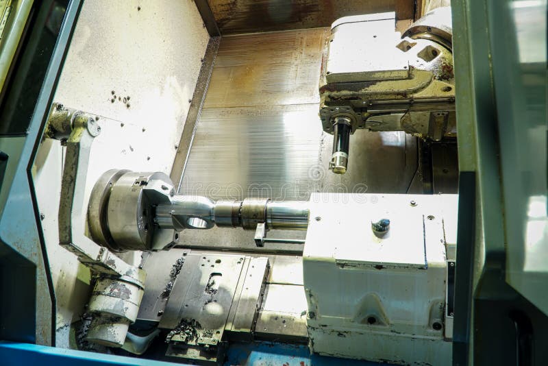 CNC Lathe. Metal Work. Modern Metal Processing Technology. in the ...