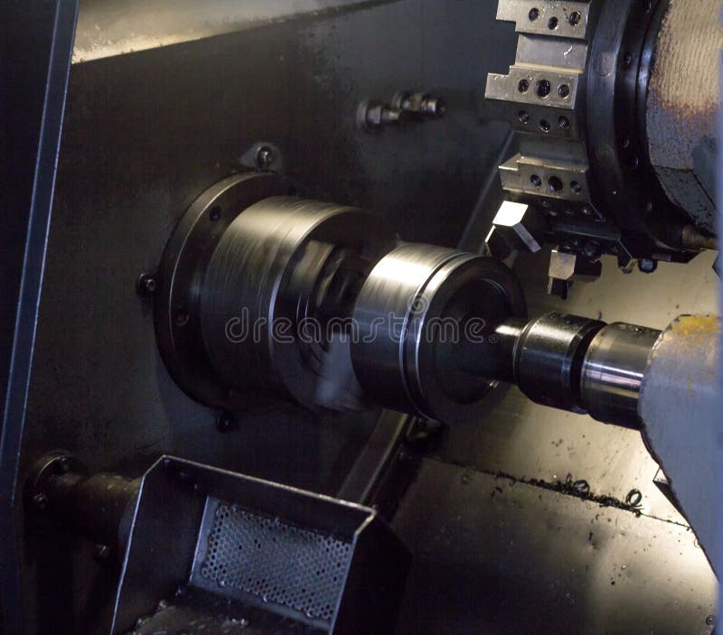 CNC Lathe Pulls Out Part of Metal Workpiece Pulley, Modern Lathe for ...