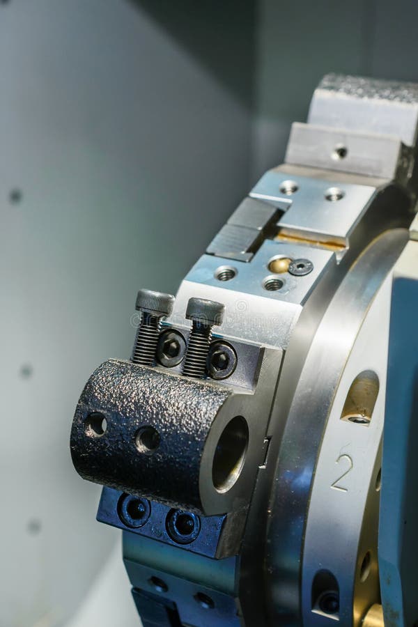 Cnc lathe tool turret stock photo. Image of mill, production - 125679074