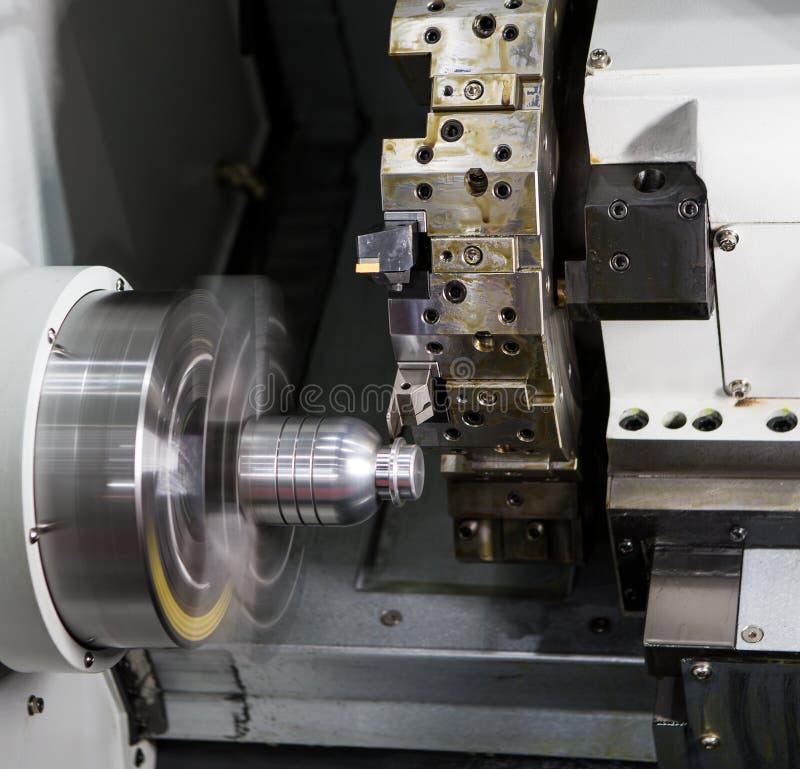 CNC Lathing Machine Cutting Workpiece Stock Photo - Image of industry ...