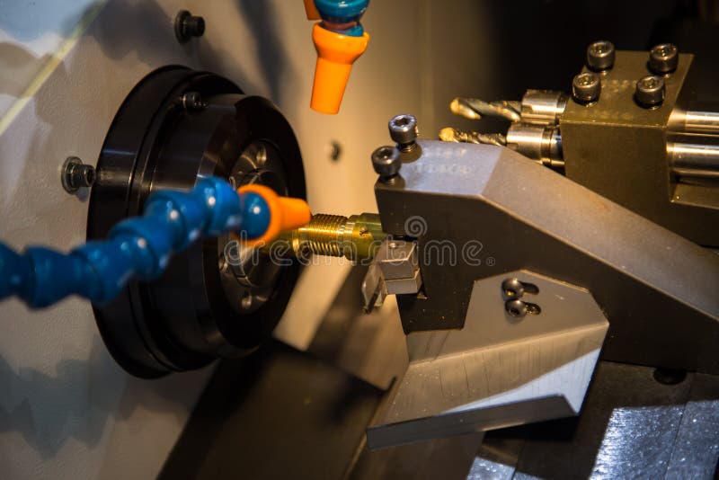 CNC Lathing machine stock photo. Image of brass, lathing - 105285372