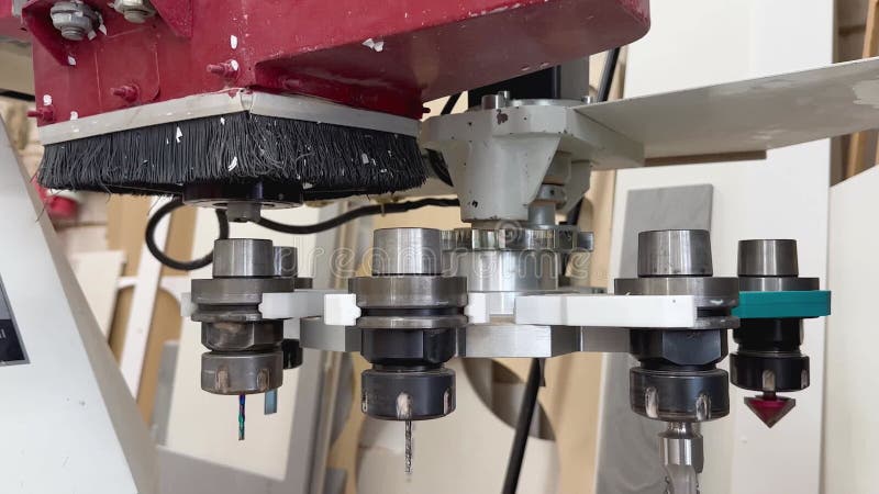 The CNC Machine Automatically Changes the Cutter for Operation. Close ...