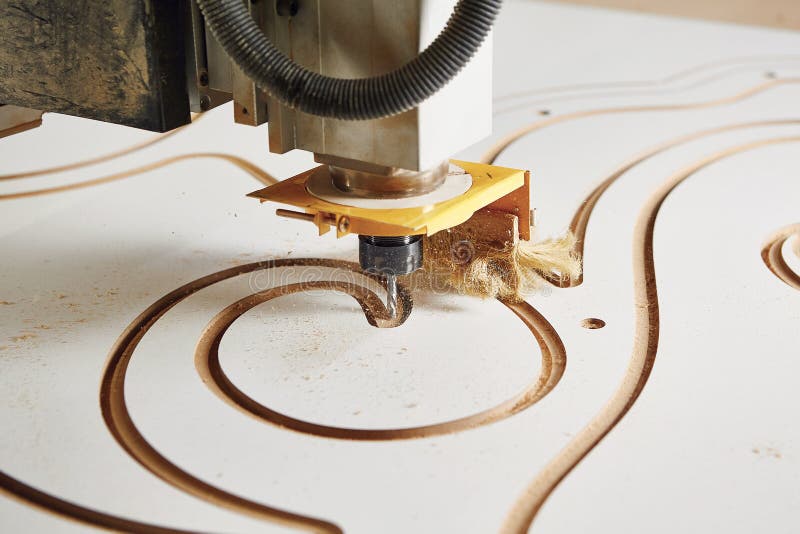 Cnc Machine at Carpentry Workshop. Cutting Wood with Various Router ...
