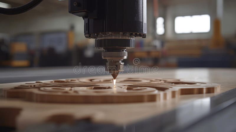 CNC Machine Carving Intricate Wooden Design Stock Illustration ...