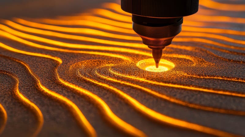 CNC Machine Carving Wavy Pattern on Glowing Metal, Art Installation ...