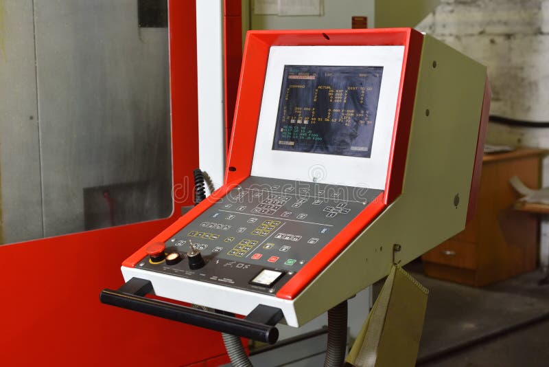 CNC Machine Control Panel with Display for Working with Metal Parts ...