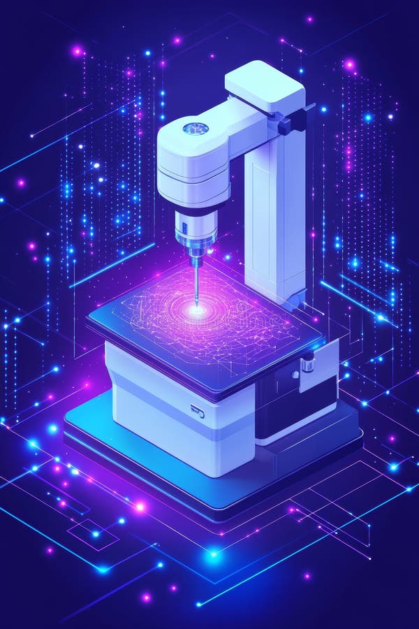 CNC Machine Crafting Circuit Board, Futuristic Technology ...