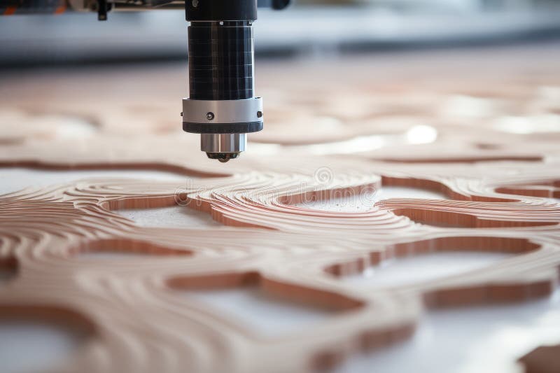 Cnc Machine Crafting Detailed Design on Wood, Emphasizing Intricate ...