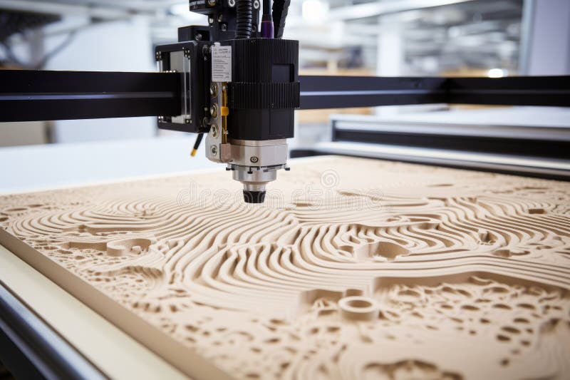 Cnc Machine Crafting Detailed Wood Design, Showcasing Intricate Grain ...