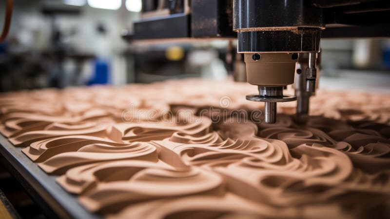 Cnc Machine Crafting Intricate Wood Design, Showcasing Distinct Grain ...