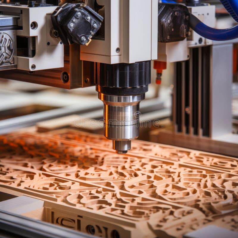 Cnc Machine Crafting Intricate Wood Design, Showcasing Unique Grain ...