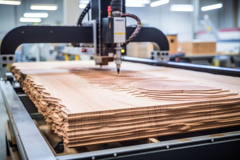 Cnc Machine Crafting Wood with Textured Surface Capturing the Visual ...