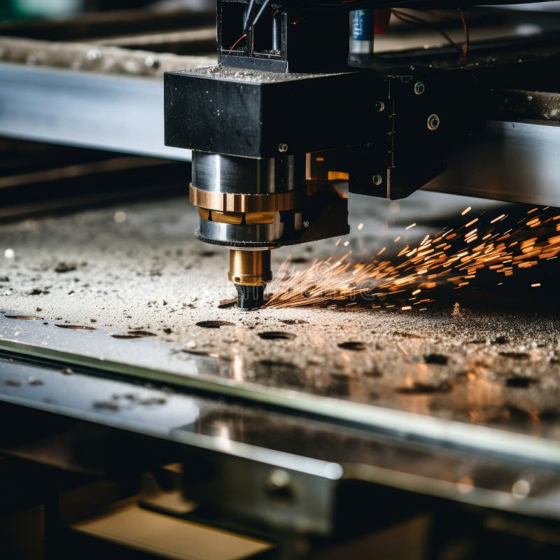 Cnc Machine Cutting Metal with Precision Focus on Clean Edge and ...