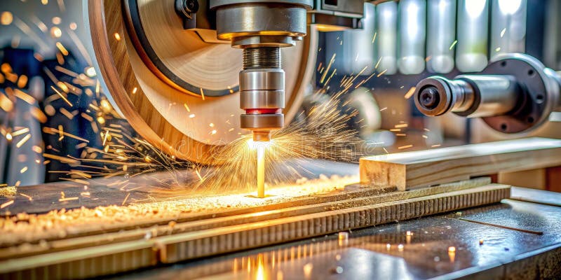 CNC Machine Cutting Wood with Sparks Flying, CNC , Wood Carving, Laser ...