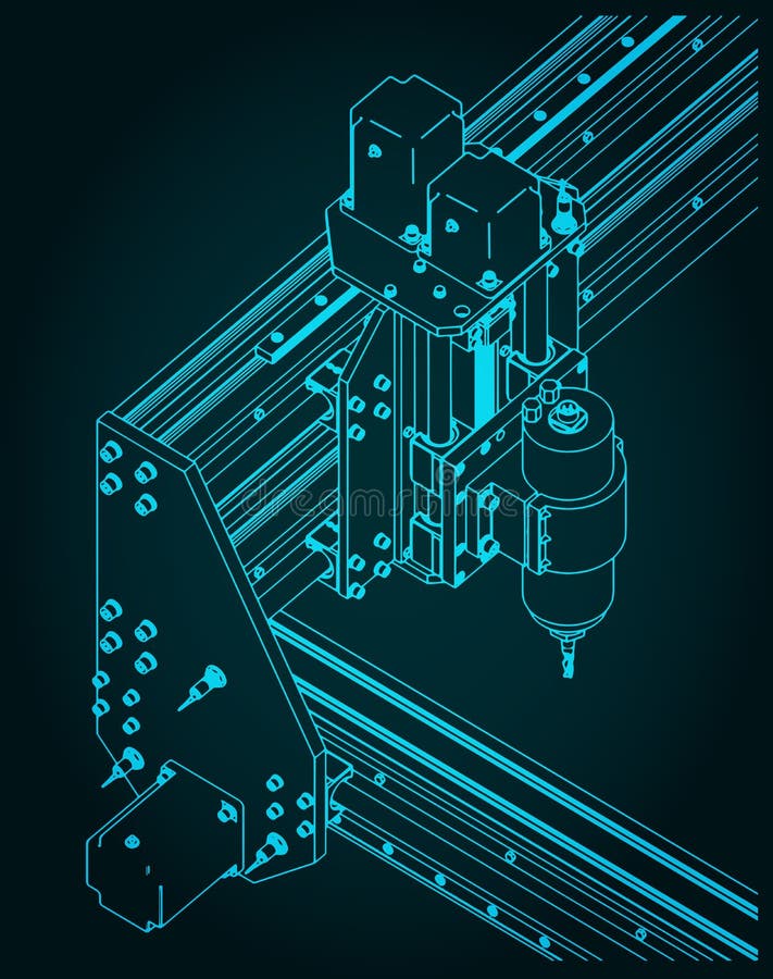 CNC Machine for 3D Carving Close-up Stock Vector - Illustration of ...