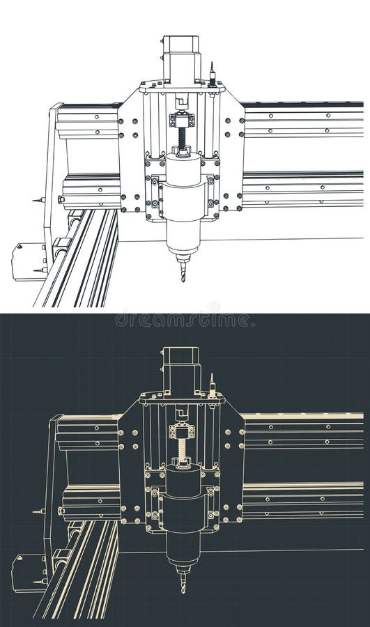 CNC Machine for 3D Carving Drawings Stock Vector - Illustration of ...