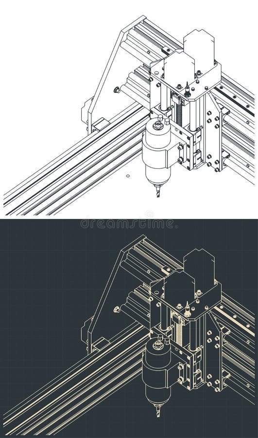 CNC Machine for 3D Carving Isometric Drawings Stock Vector ...