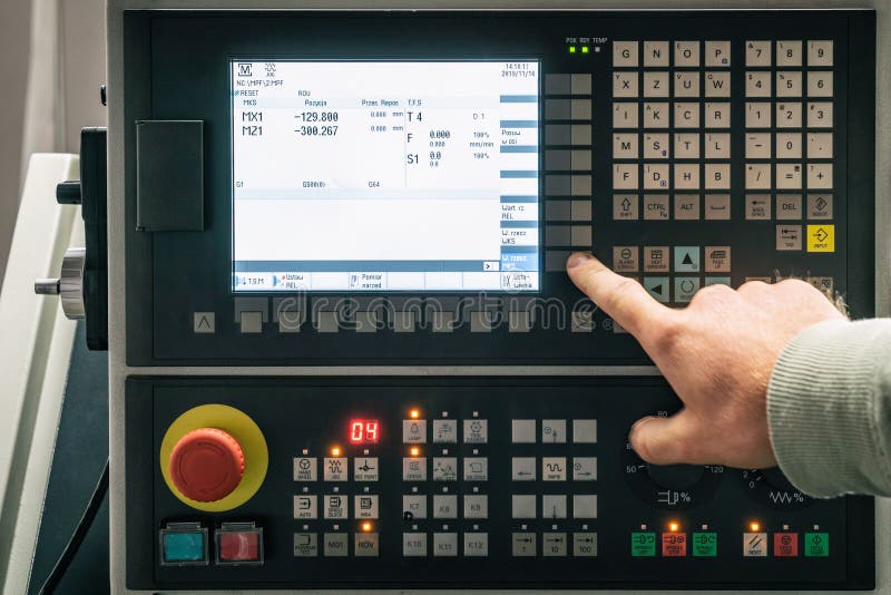 Cnc Machine Desktop Programing The Cnc Lathe Machine Or Turning Machine Stock Image Image Of