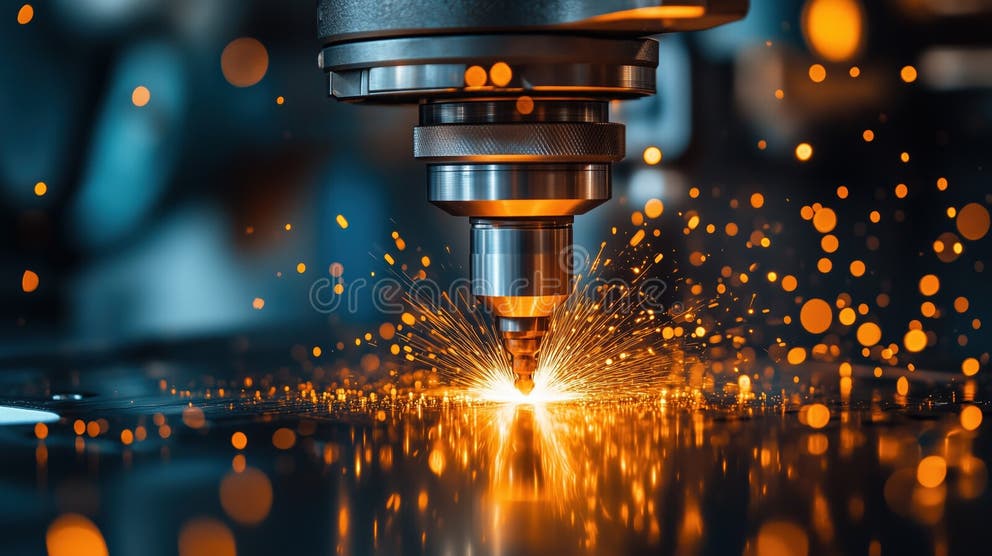 CNC Machine Drilling, Industrial Worker Inspection Stock Illustration ...