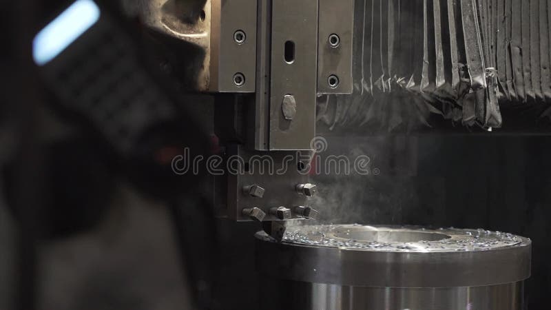 CNC Machine Drilling Metal with Coolant Spray Stock Video - Video of ...
