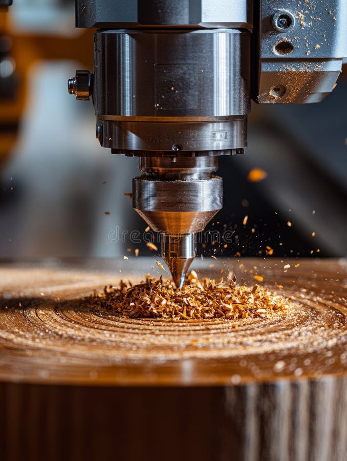 CNC Machine Drilling Wood with Precision and Detail. Stock Photo ...