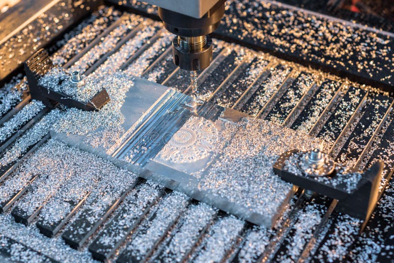 The CNC Machine Engraves Metal Plate. Stock Image - Image of engraver ...