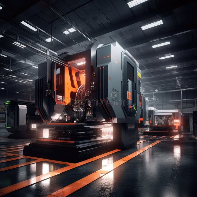 The CNC Machine of the Future Stock Illustration - Illustration of ...